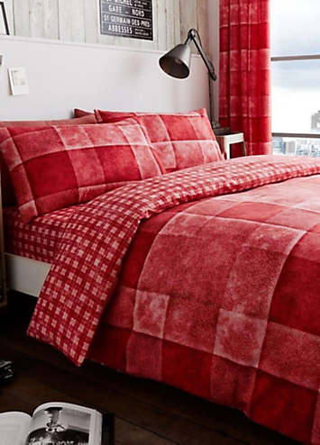 Gaveno Cavailia Denim Check Duvet Cover Set - Red | Freemans
