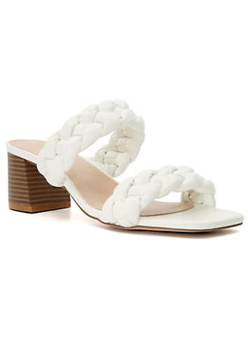 Head Over Heels by Dune Jenni White Weave Plaited Strap Block Heel ...