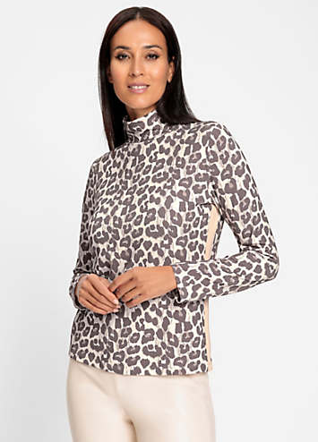 Heine Leopard Print Turtleneck Long Sleeve Top | Freemans