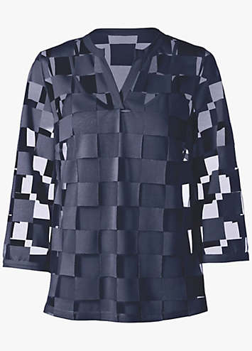 Heine Round Neck Checked Top | Freemans