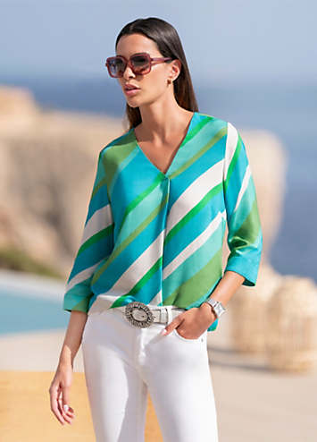 Heine Stripe Three Quarter Length Sleeve Blouse | Freemans