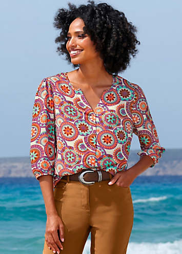 Heine Three-Quarter Sleeve Printed Blouse | Freemans