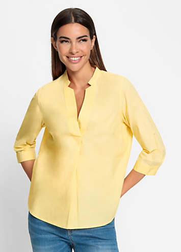 Heine V-Neck Cotton Blouse | Freemans
