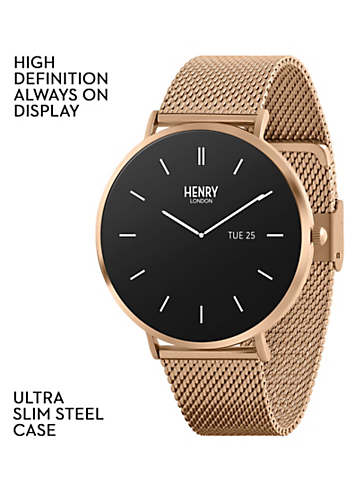 Henry London Smart Amoled Rose Gold Mesh Strap Watch | Freemans