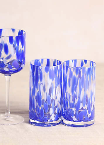 Hestia Blue Tortoise Shell Hi Ball Glass Set of 2 | Freemans