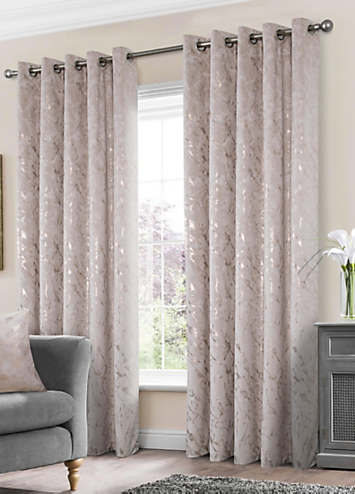 Home Curtains Mabel Embossed Velour Thermal Eyelet Curtains | Freemans