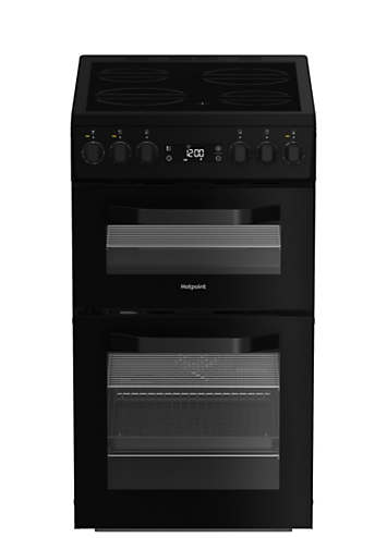 Hotpoint HDE5VDCB 50cm Electric Double Cooker with Ceramic Hob - Black ...