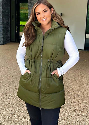 In the Style X Jac Jossa Olive Cinched Waist Gilet | Freemans