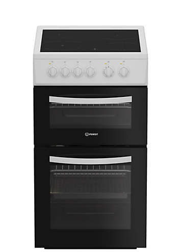 Indesit ITE5VMW 50cm Electric Twin Cooker with Ceramic Hob - White ...