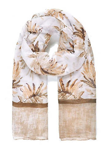 Intrigue Nature Inspired Fern Leaf Print Scarf in Camel | Freemans