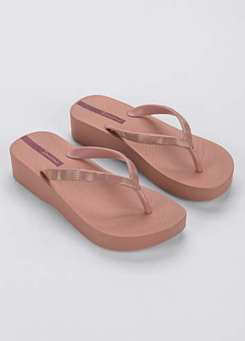 Ipanema Ladies Pink Mesh Platform Flip Flops | Freemans