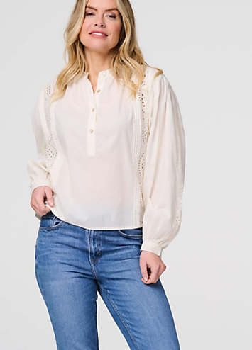 Izabel London Broderie Anglaise Puff Sleeve Blouse | Freemans