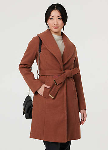 Izabel London Wrap Front Tie Waist Coat | Freemans