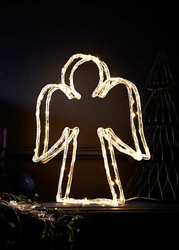 Jingles Acrylic Warm White Angel With 80 Flashing LEDs | Freemans