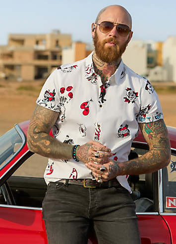 Joe Browns Contrast Trim Short Sleeve Tattoo Print Shirt | Freemans