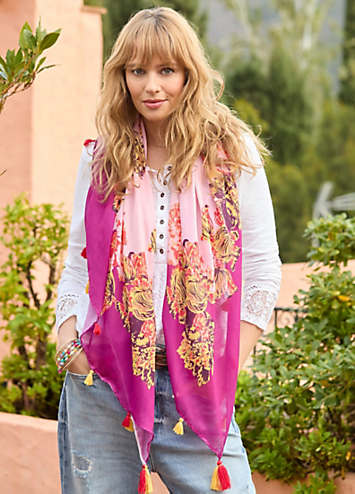 Joe Browns Vibrant Floral Tassel Scarf | Freemans