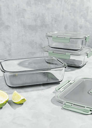 Jomafe Fresh & Care Set of 3 Rectangular Glass Food Containers | Freemans