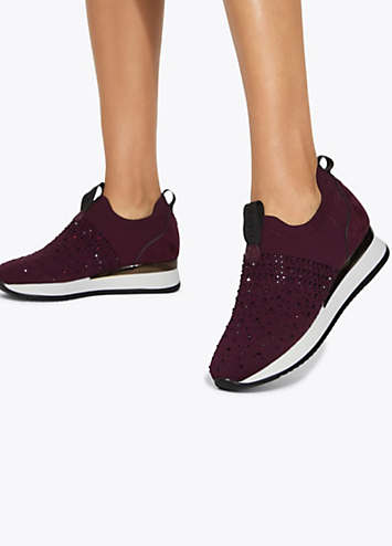 KG Kurt Geiger Lara Wine Knitted Fabric Trainers | Freemans