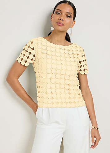 Kaleidoscope Lemon Lace Top | Freemans