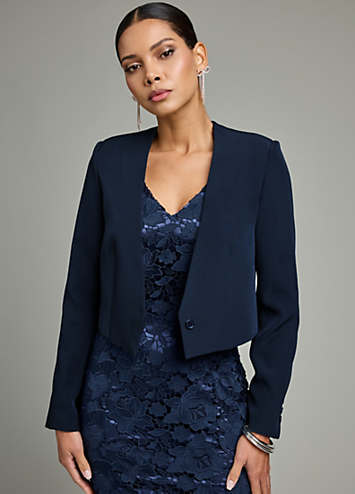 Kaleidoscope Navy Crop Jacket | Freemans