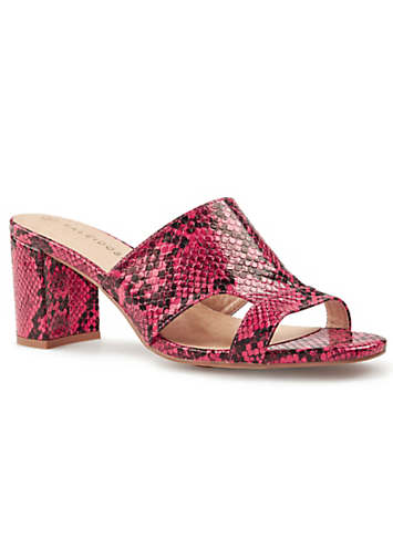 Kaleidoscope Pink Multi Snake Heeled Mule Sandals | Freemans