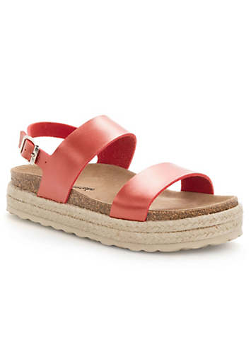 Kaleidoscope Red Shimmer Flatform Slingback Footbed Sandals | Freemans