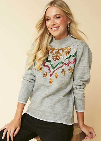Kaleidoscope Snowflake Sequin Jumper | Freemans