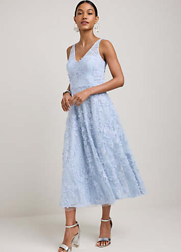 Kaleidoscope Soft Blue Applique Prom Dress | Freemans