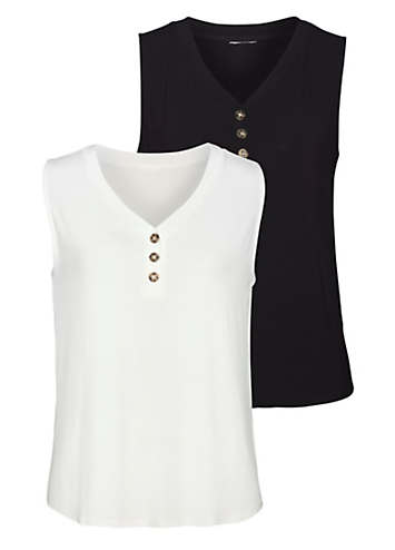 LASCANA Pack of 2 V-Neck Sleeveless Tops | Freemans