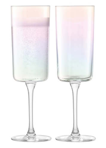 LSA Set of 2 Iridescence Champagne Flute 210ml Mother of Pearl | Freemans