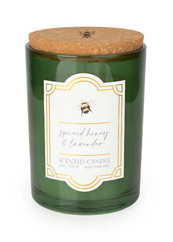 Large Glass Candle with Cork Lid Bees Ochre - 11 cm | Freemans