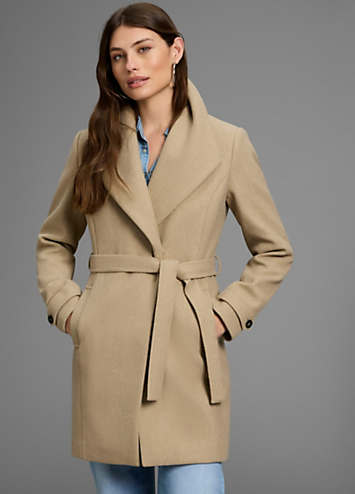 Laura Scott Lapel Collar Wool Coat | Freemans