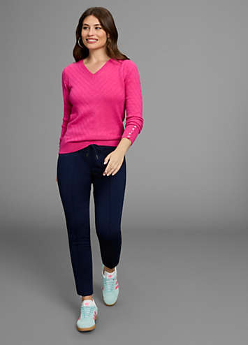 Laura Scott V-Neck Cable Knit Jumper | Freemans