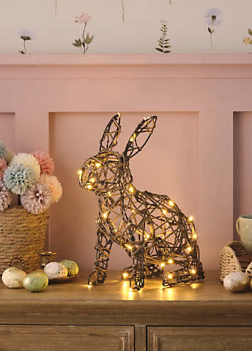 Lights4Fun Battery Operated Light Up Rattan Easter Bunny Decorations ...