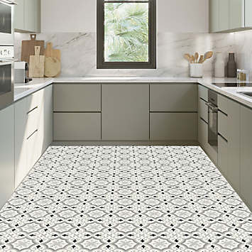 Likewise Rugs & Matting Verdi Evora Grey Tile Effect Vinyl Flooring ...