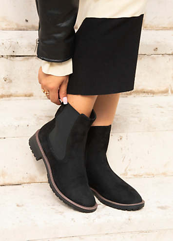 Linzi Dalston Black Faux Suede Classic Chelsea Boots | Freemans