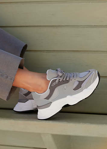 Linzi Hackney Grey Two Tone Trainers with Chunky White Sole | Freemans
