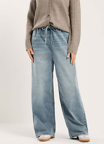 Long Tall Sally Mid Wash Wide Leg Jeans | Freemans