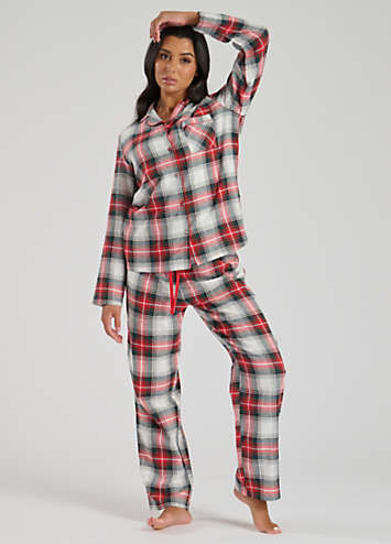 Loungeable Check Cotton Brushed Flannel Pyjamas | Freemans