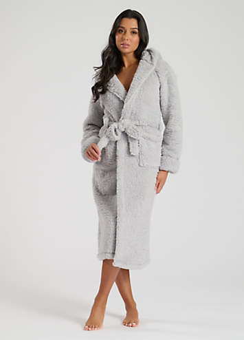 Loungeable Chunky Sherpa Hooded Midi Robe | Freemans