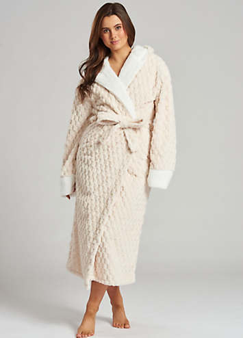 Loungeable Geometric Luxury Hooded Maxi Robe | Freemans