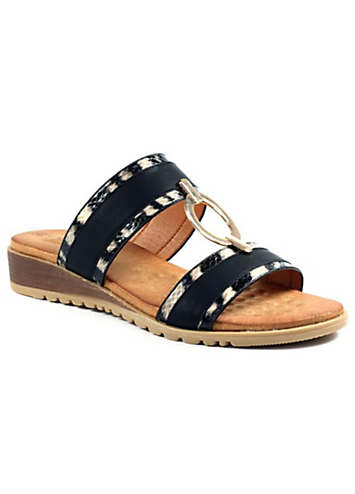 Lunar Bayswater Black Low Wedge Mule Sandals | Freemans