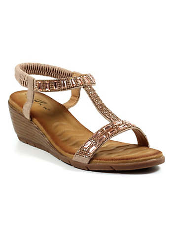 Lunar Macie Rose Gold Wedge Sandals | Freemans