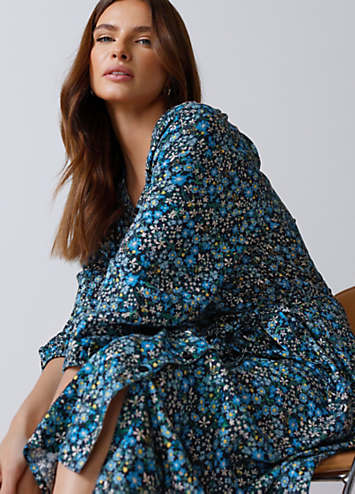 M&Co Button Through Ditsy Floral Print Dress | Freemans