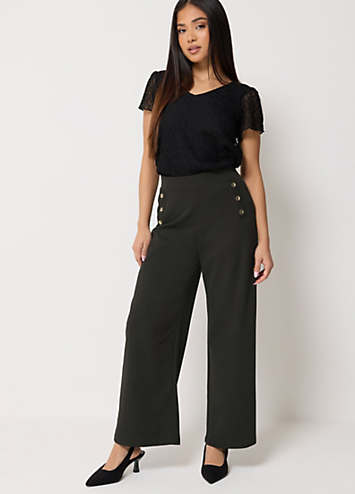 M&Co Petite Military Button Trousers | Freemans