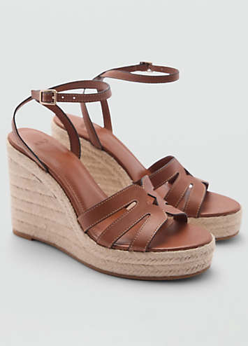 Mango Aurora Tan Wedge Sandals | Freemans