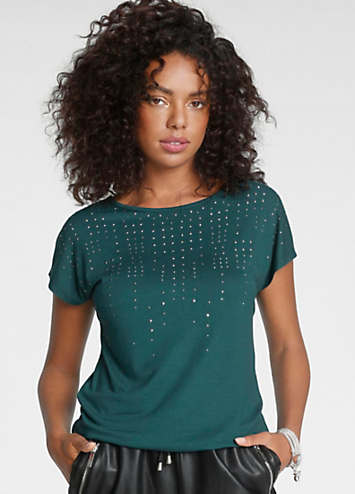 Melrose Decorative Rivet Batwing Top | Freemans