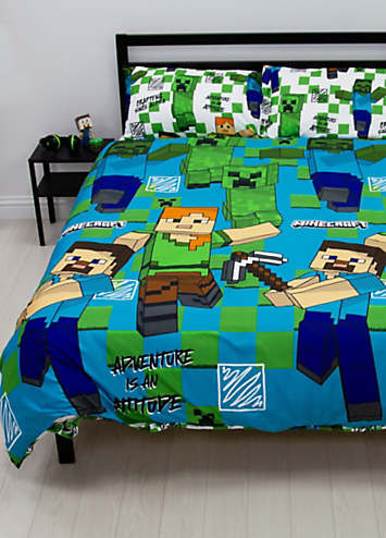 Minecraft Drawn Reversible Duvet Cover Set | Freemans