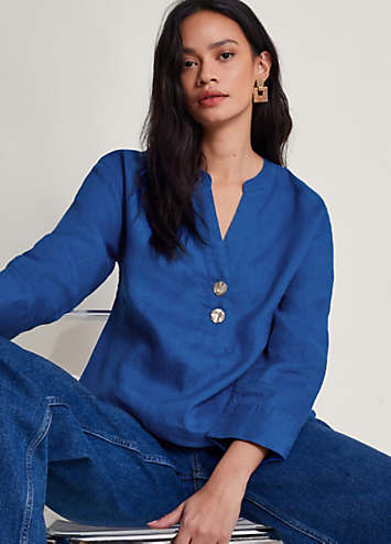 Monsoon Camille Button Linen Top | Freemans