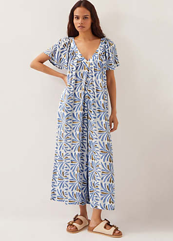 Monsoon Cece Woodblock Wide Leg Jumpsuit | Freemans